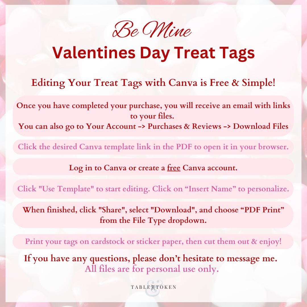 Editable Be Mine Valentines Day Treat Tag, Sweet Treat Tags, Printable ...