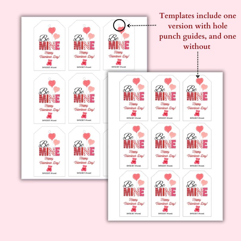 Editable Be Mine Valentines Day Treat Tag, Sweet Treat Tags, Printable ...