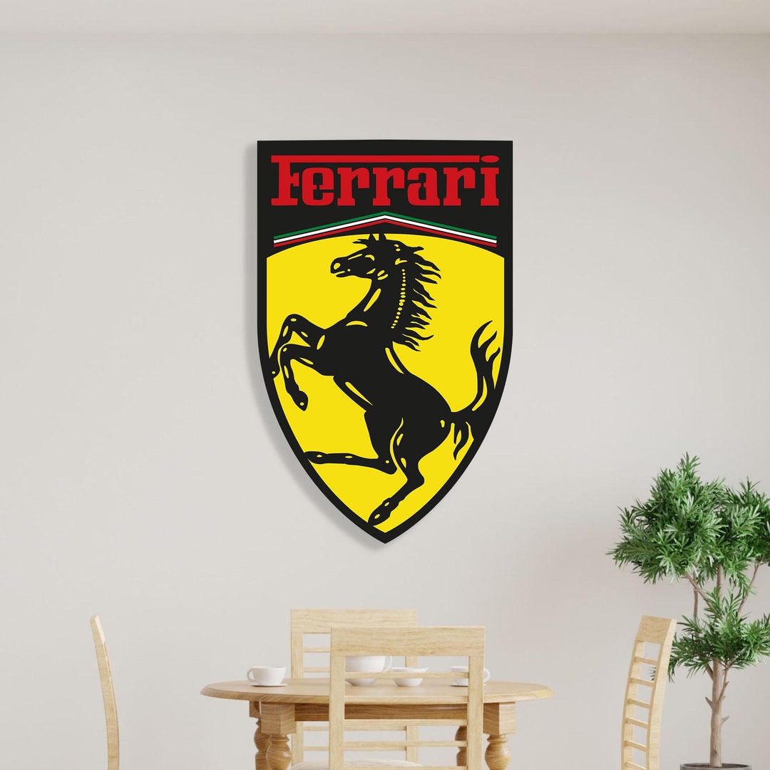 Ferrari Logo Wall Decor, Colorful Metal Ferrari Wall Art, Metal Ferrari ...