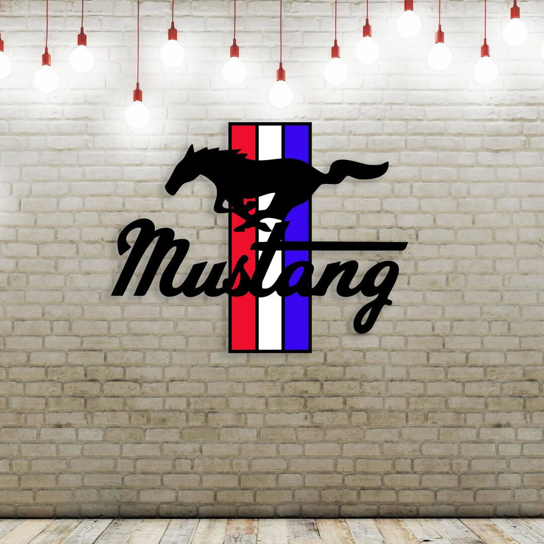 Mustang Wall Art, Mustang Logo Metal Wall Art, Colorful Ford Mustang ...