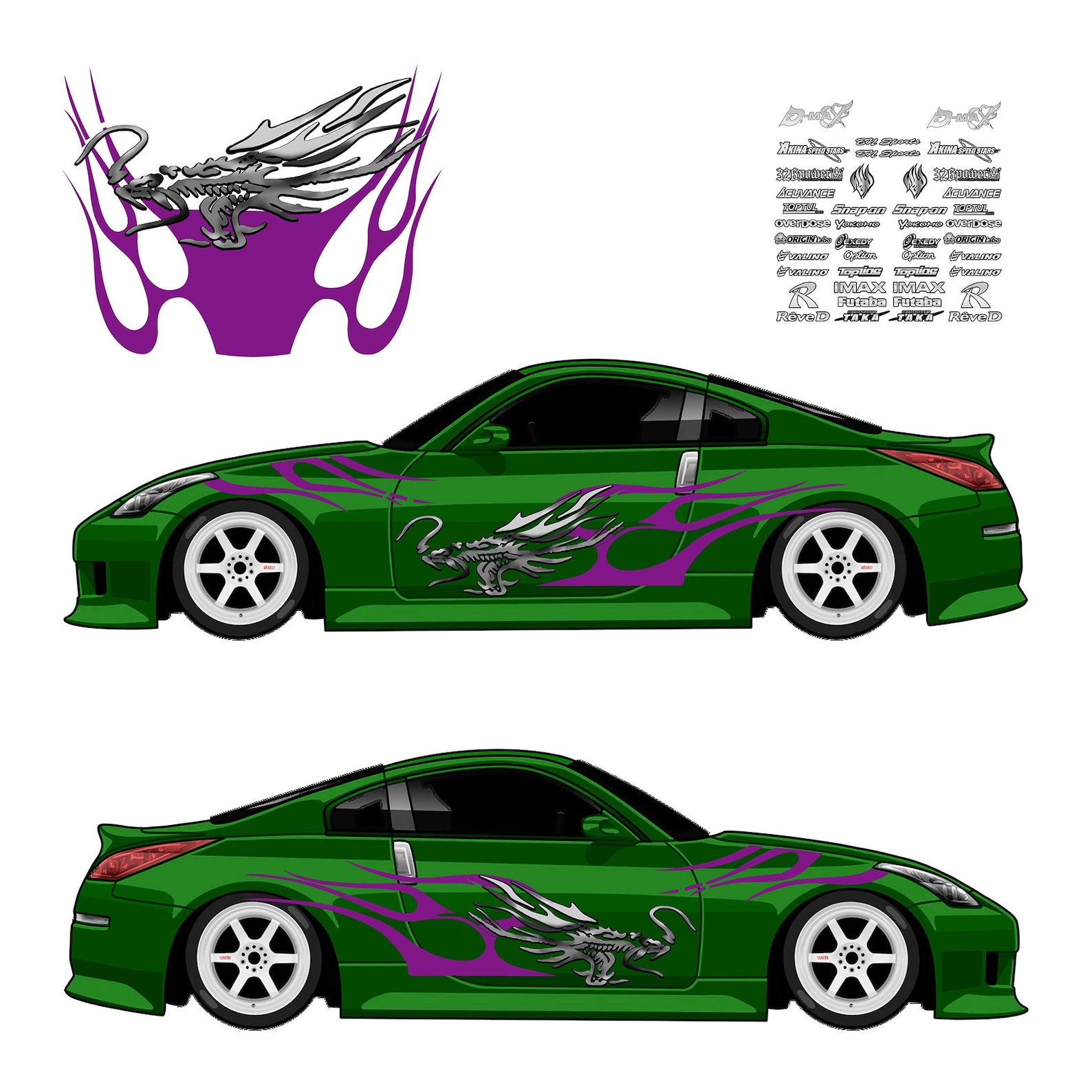 1:10 Pre-cut 3D Decals NFSU2 Rachel's 350Z Livery Set for RC Car, Drift ...