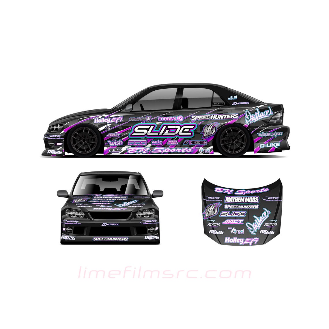 JDM RC Car Decals 1/10 Pre‑cut Drift Livery Stickers Matte Vinyl +100 ...