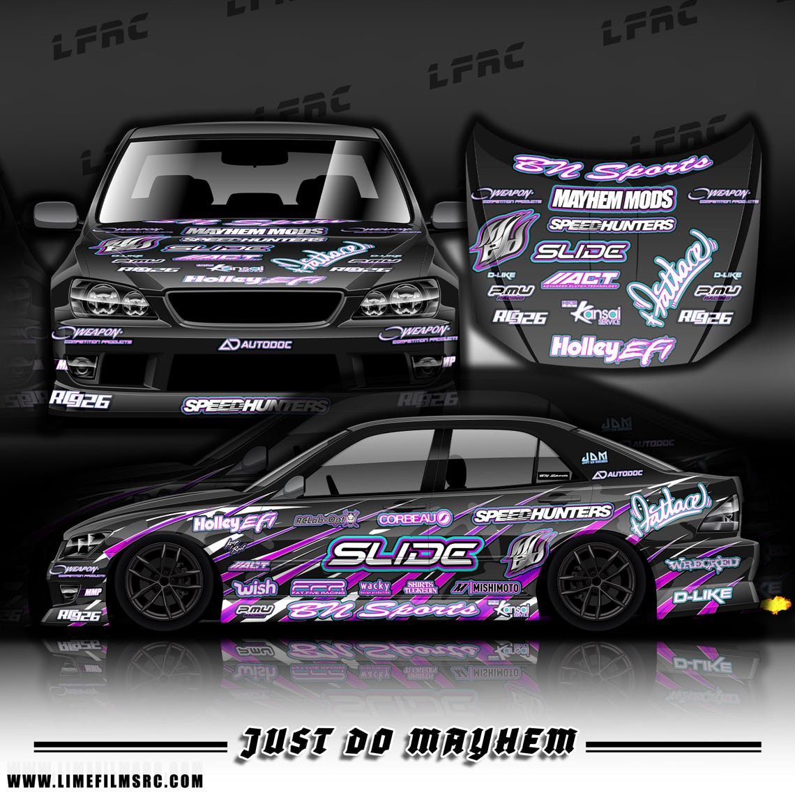 JDM RC Car Decals 1/10 Pre‑cut Drift Livery Stickers Matte Vinyl +100 ...