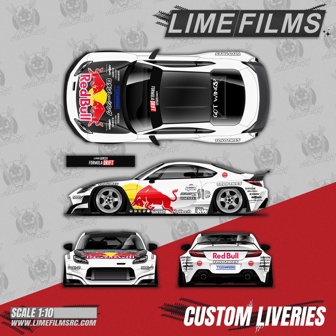 JDM RC Car Decals 1/10 Pre‑cut Drift Livery Stickers Matte Vinyl +100 ...