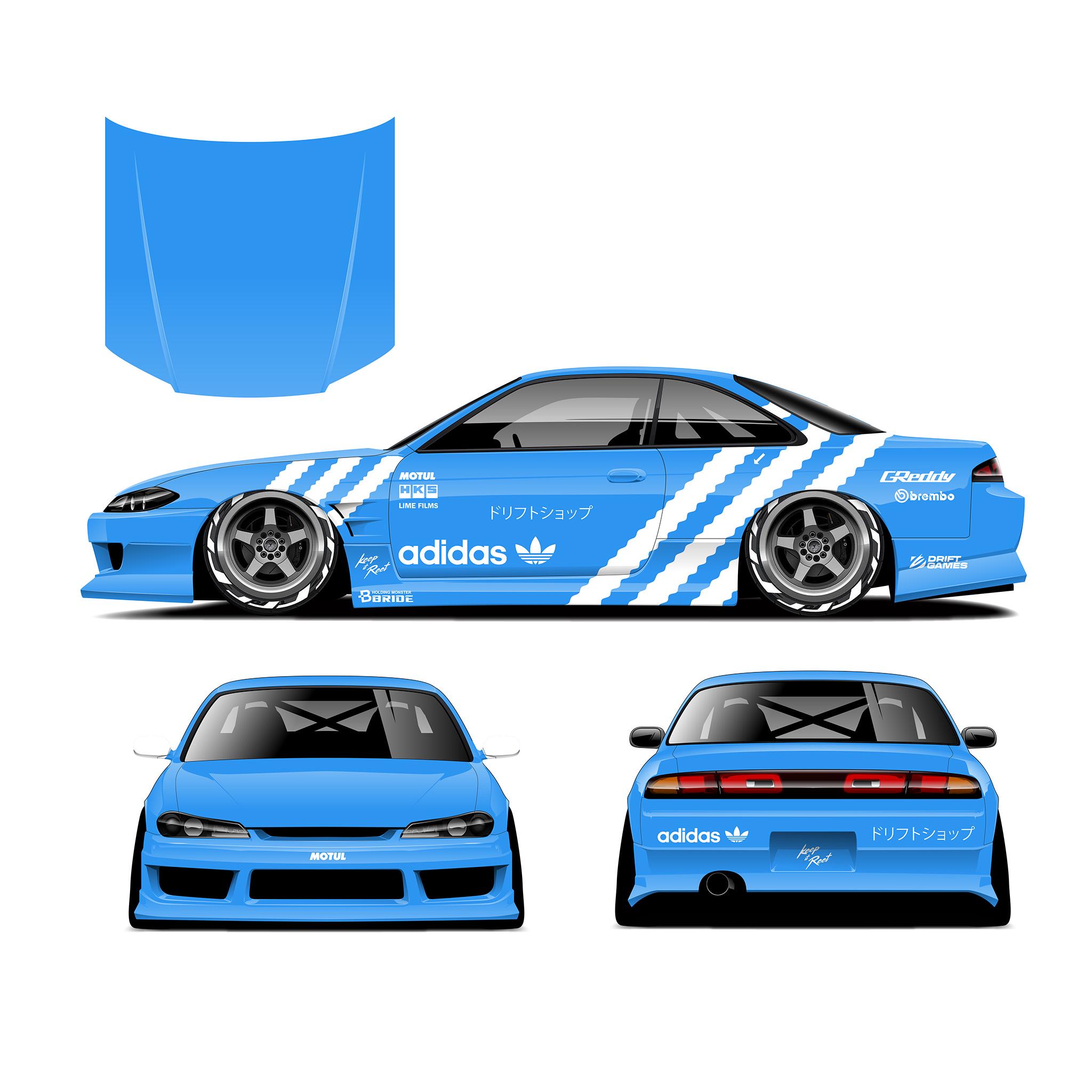 1:10 Pre-cut 3D Decals Adidas Livery Set for RC Car, Drift Car, Sticker ...