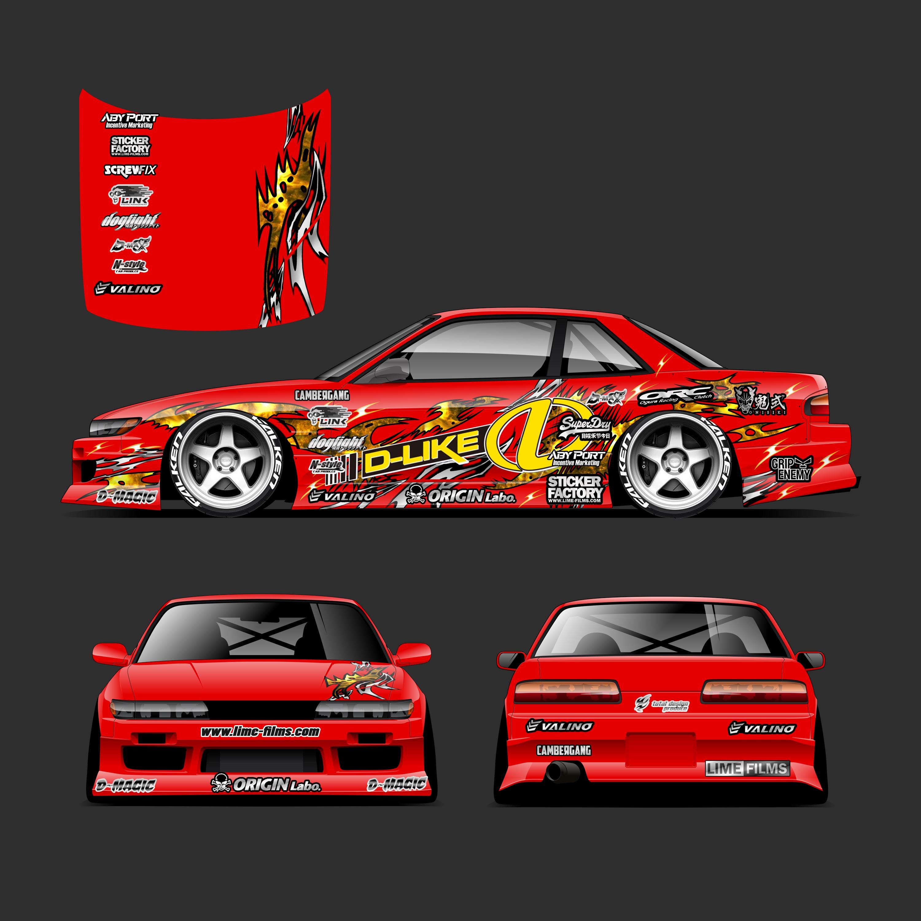 Pre-cut D-like PS13 Livery Design Limefilms - Etsy