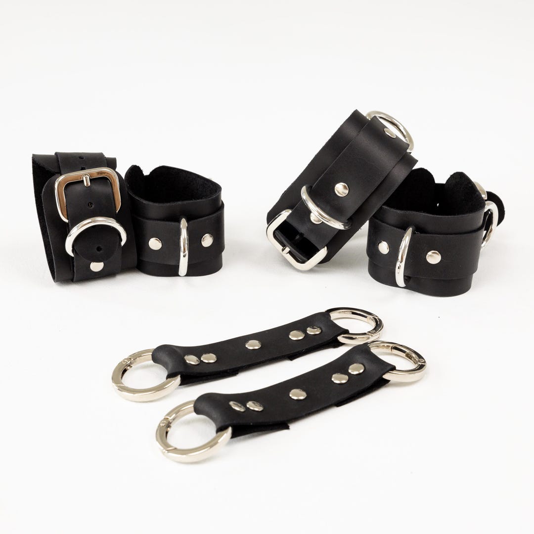Black BDSM Handcuffs & Ankle Cuffs, Restraint Cuffs, Submissive Cuffs ...