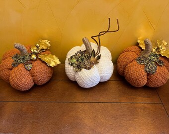Fall Centerpiece With Embellished Pumpkins, Acorns, Pine Cones and Bow ...