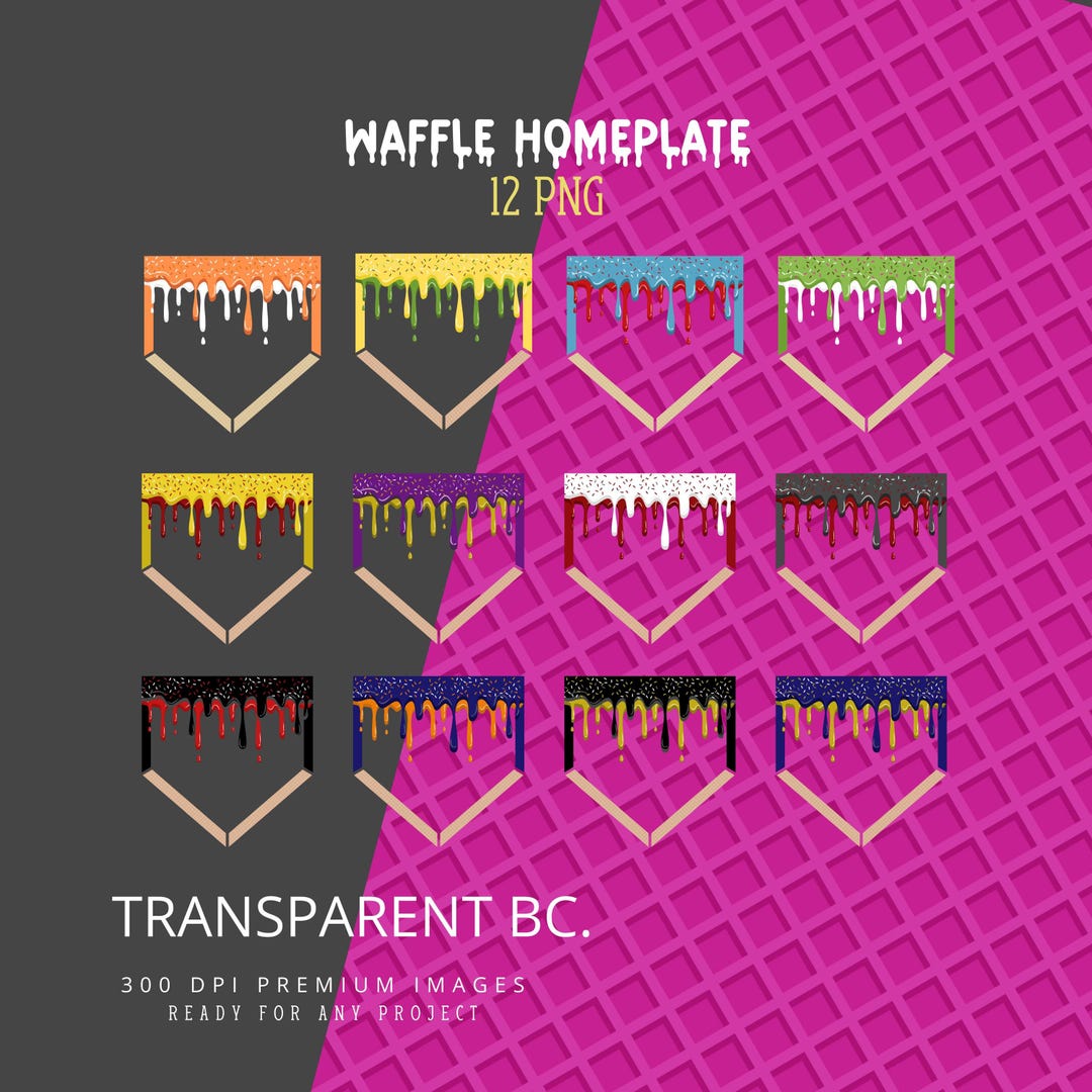 Waffle Home Plate, Drip Baseball Plate Png,baseball Home,baseball Ice ...