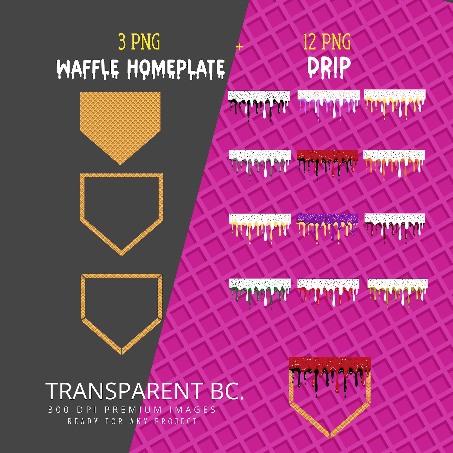 Waffle Home Plate, Drip Baseball Plate Png,baseball Home,baseball Ice ...