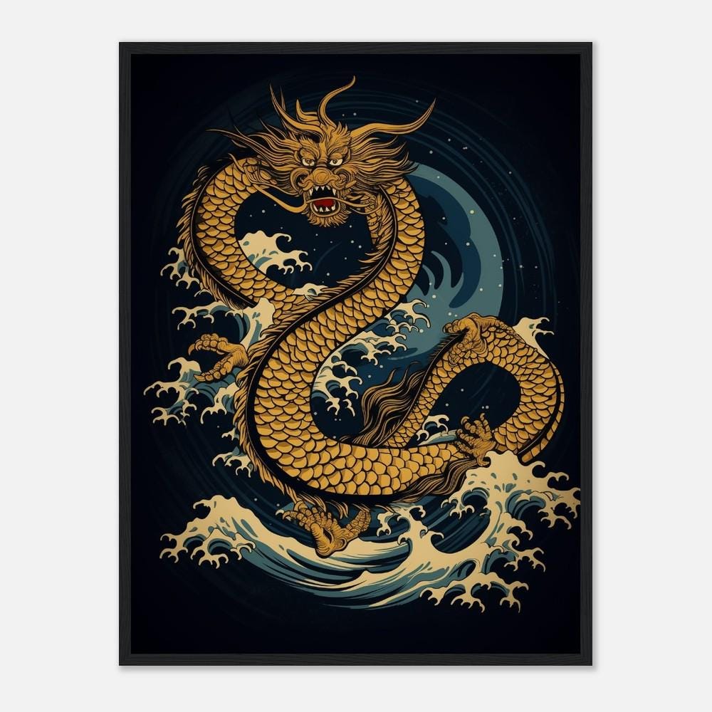 Rising Dragon Japanese Mythology Art - Etsy