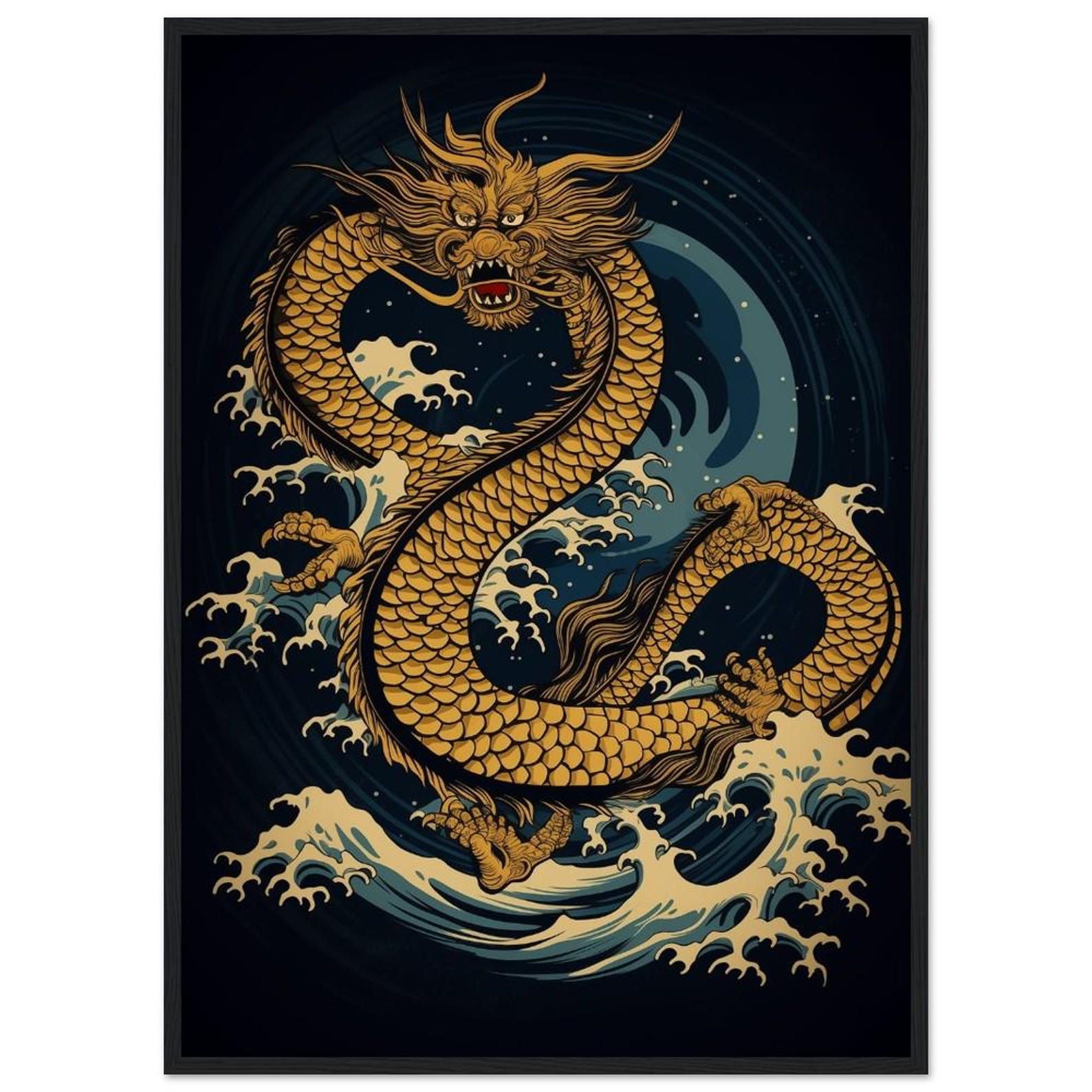 Rising Dragon Japanese Mythology Art - Etsy