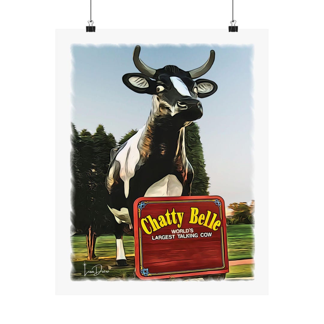 Chatty Belle Poster: Vintage Roadside Talking Cow Art Print - Etsy