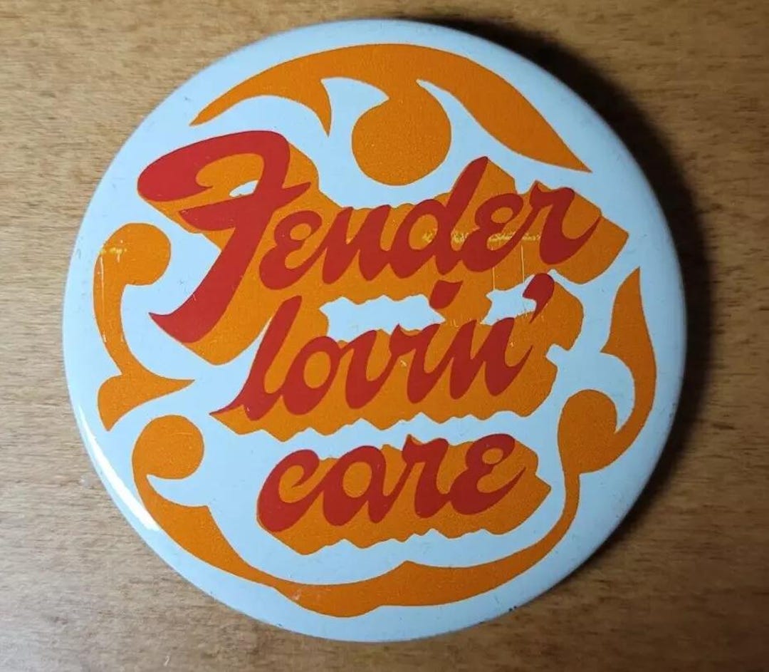 VTG 60s 70s Fender Lovin' Care Guitar Amplifiers Pinback Pin Button ...