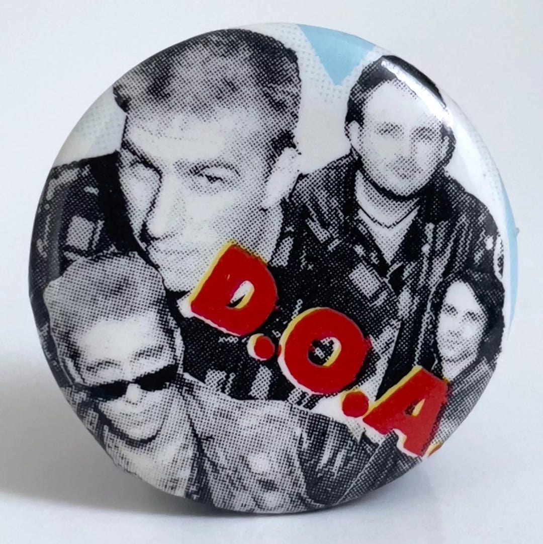 Vintage Early 80s D.O.A. Button Punk Band Pin Badge DOA Vancouver ...