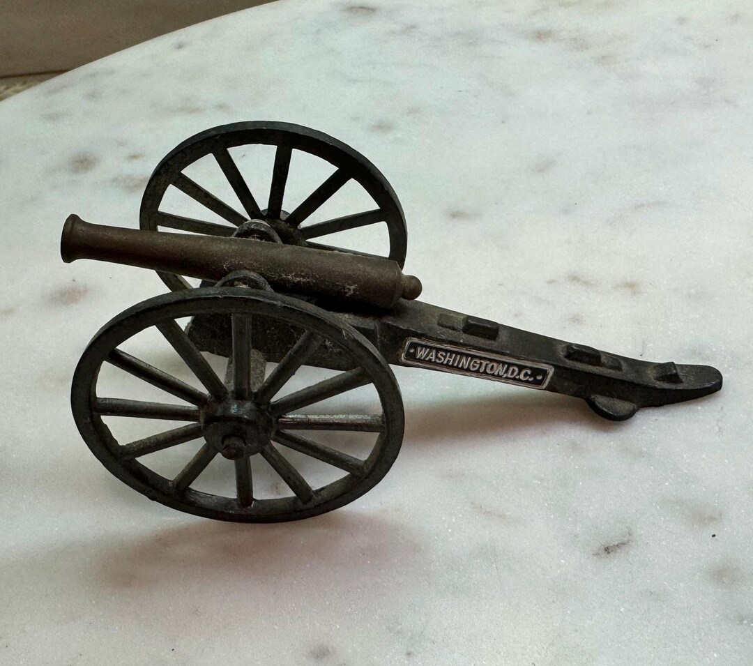 4” Vintage Cast Iron Brass Miniature Cannon Marked Japan- Washington ...