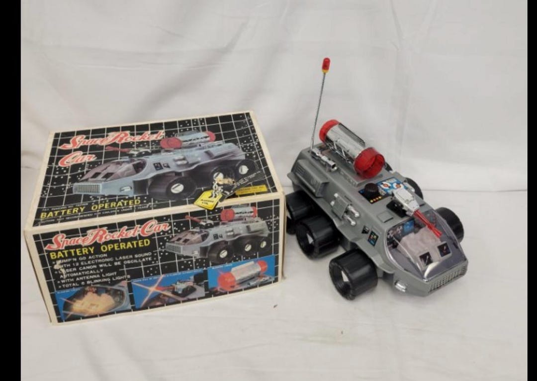 Vintage 1970s Battery Operated Space Rocket Car NANYANG Toy With ...