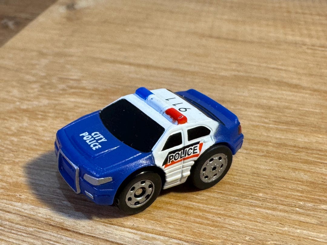 Vintage NANO Speed UT-1 Police Car Blue and White Police Car Pull Back ...