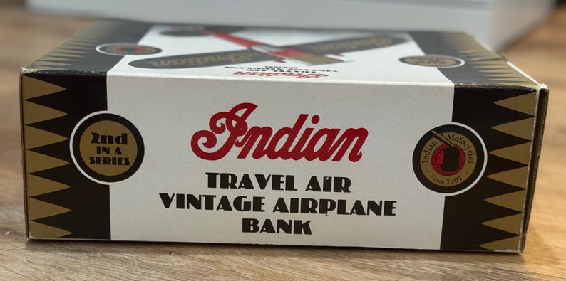 Vintage Indian Travel Air Die Cast Airplane Bank New in Box - Etsy