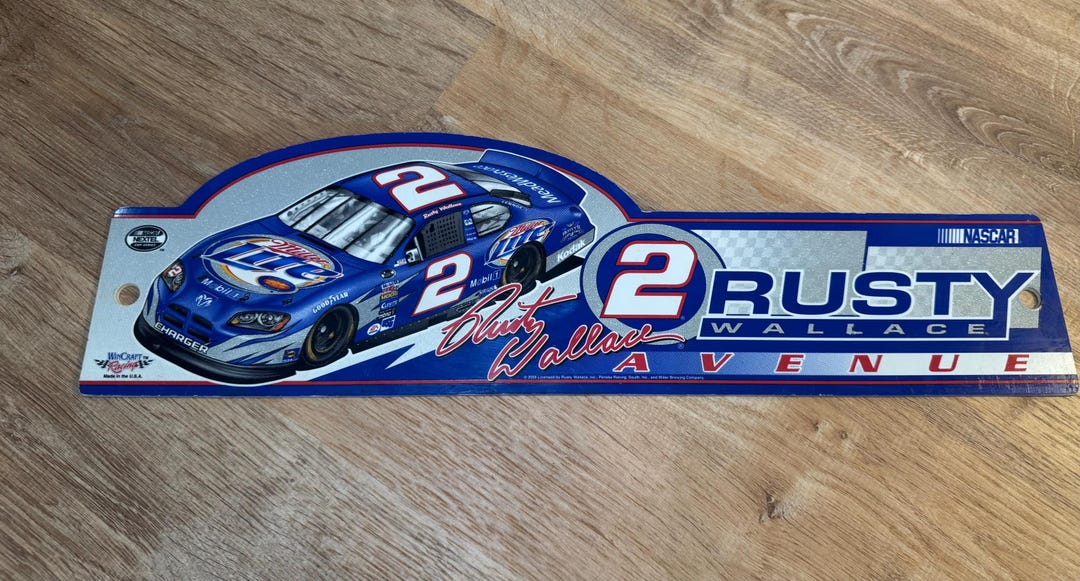 Collectible 18” NASCAR Wall Sign Featuring Rusty Wallace #2, Miller ...