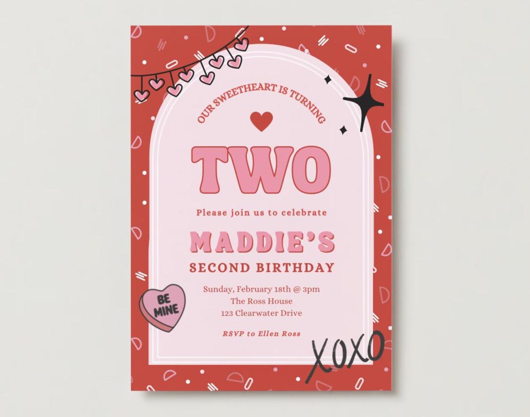 Editable Sweetheart Birthday Invitation - Etsy