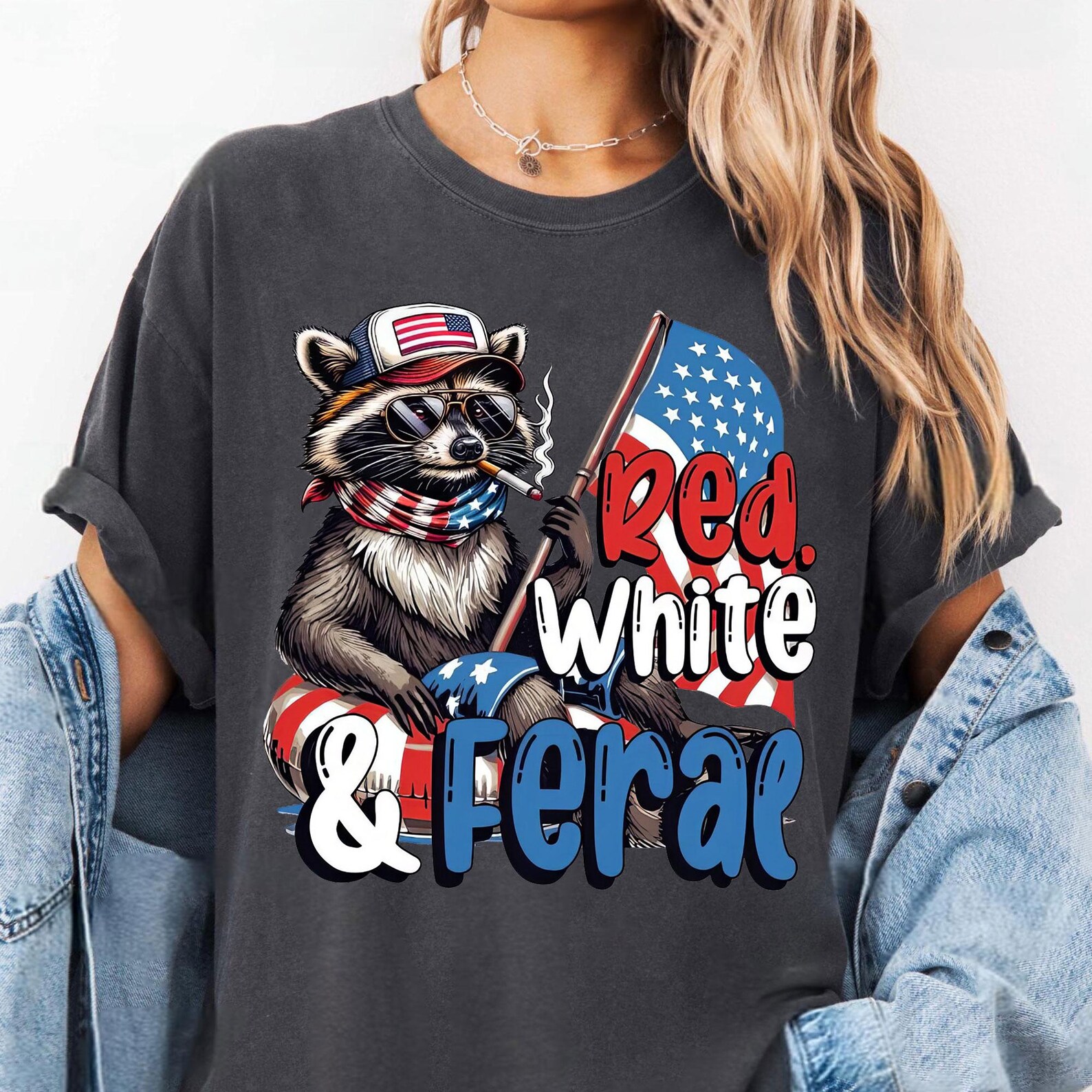 Red White And Feral Png Funny Usa Shirt Funny Raccoon Shirt 4th Of