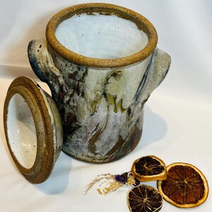 Rare Vintage Stone Lidded Canister Jar Handcrafted Glazed Art Pottery ...