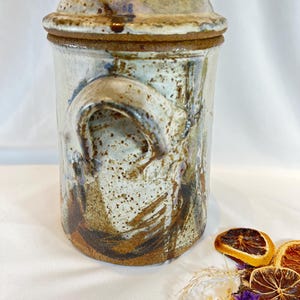 Rare Vintage Stone Lidded Canister Jar Handcrafted Glazed Art Pottery ...