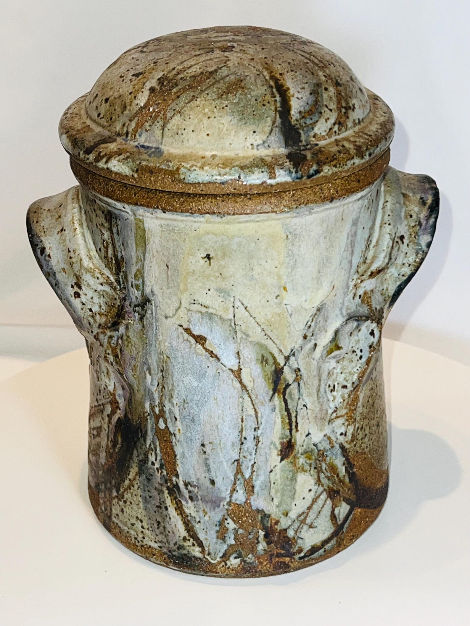 Rare Vintage Stone Lidded Canister Jar Handcrafted Glazed Art Pottery ...