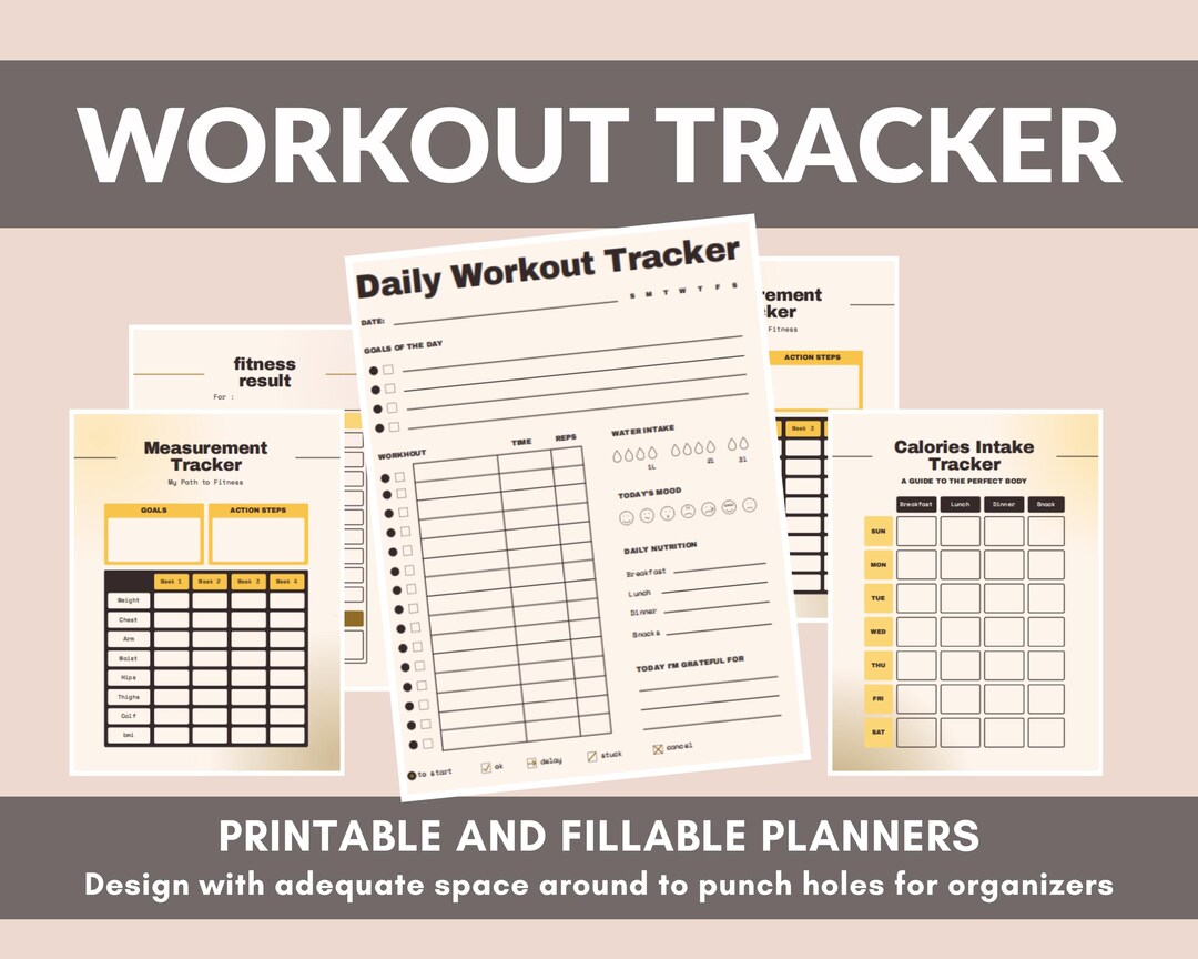 Printable Workout Tracker and Macro Tracker for Fitness Planner, Weight ...