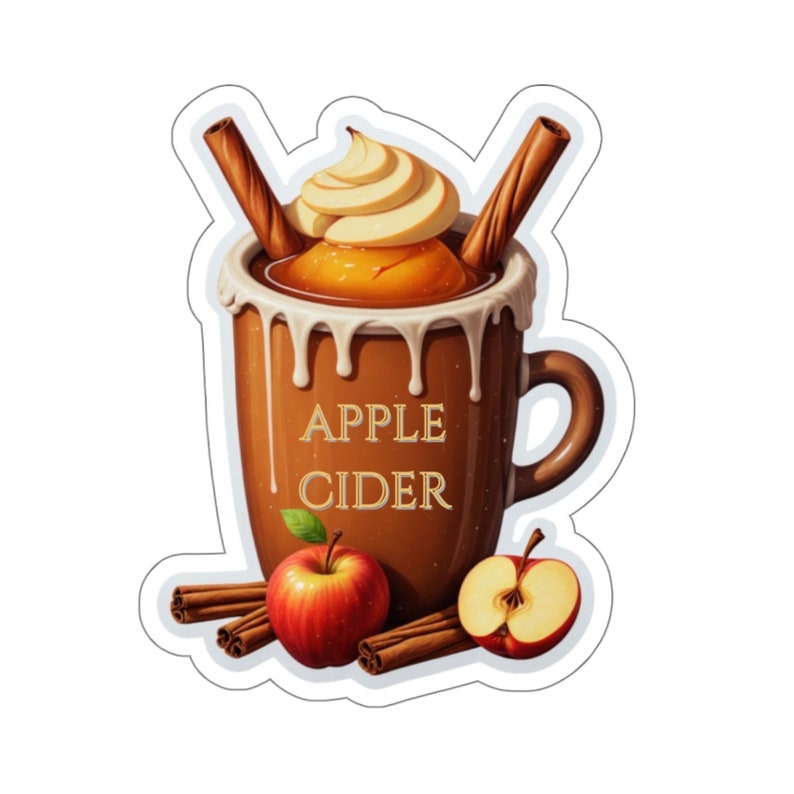 Autumn Fall Apple Cider Kiss-cut Stickers for Laptop, Water Bottle ...