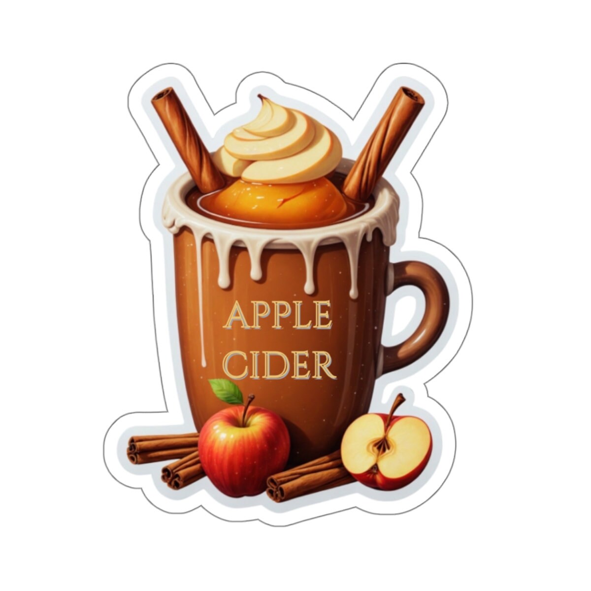 Autumn Fall Apple Cider Kiss-cut Stickers for Laptop, Water Bottle ...