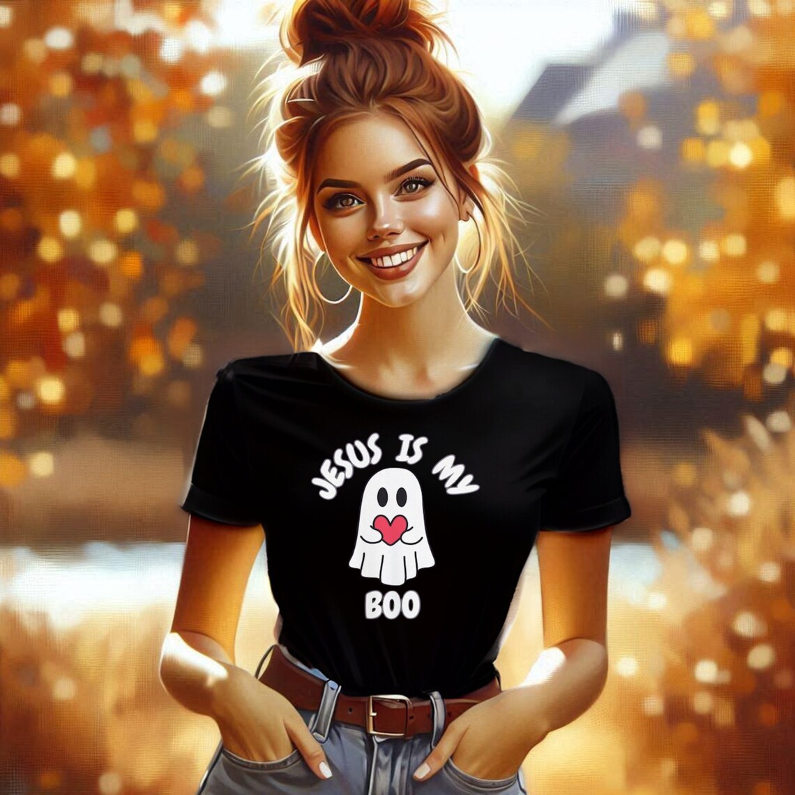 Halloween Christian Tee, Jesus is My Boo Shirt, Ghost Heart Christian ...