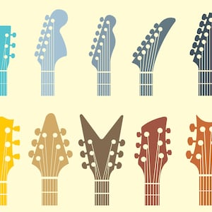 Guitar Headstock Set Art Vector Illustration High Quality AI, JPG, PNG ...