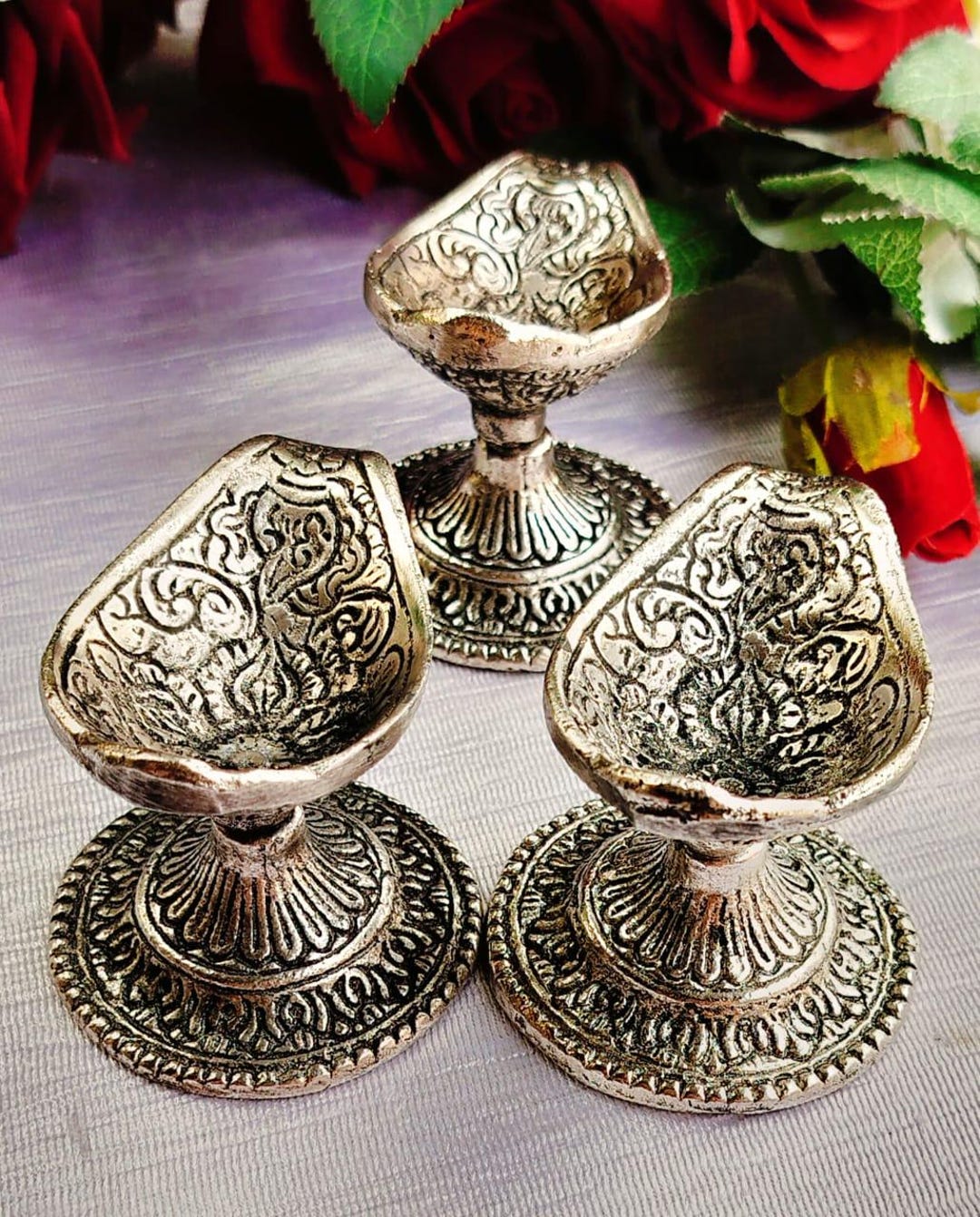3-inch Antique German Silver Diyas Set of 10 - Etsy