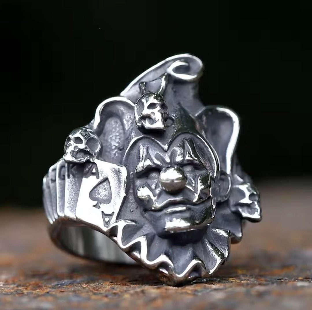 Joker Ring 316l Stainless Steel, Clown Ring, Punk Ring, Joker Skull ...
