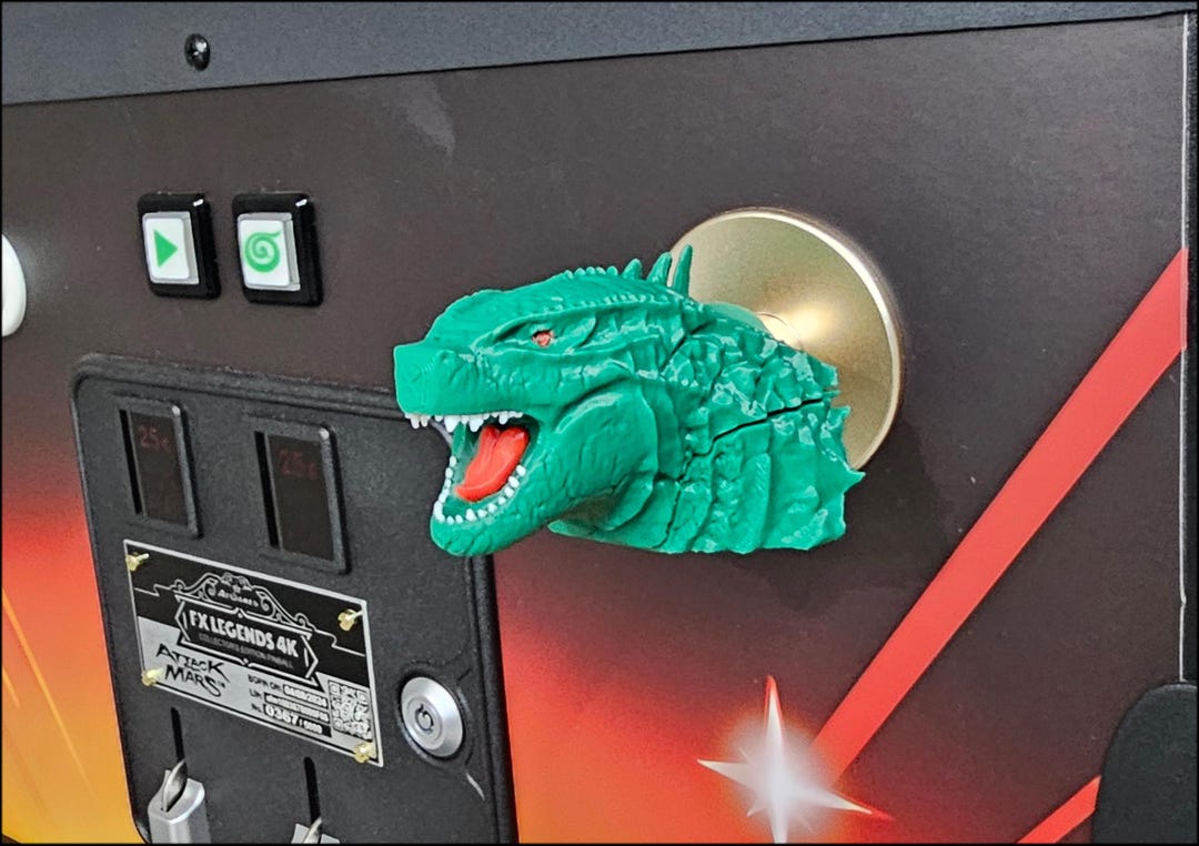 Godzilla Themed Cover for Your 1.5 Inch Pinball Plunger / Atgames ...
