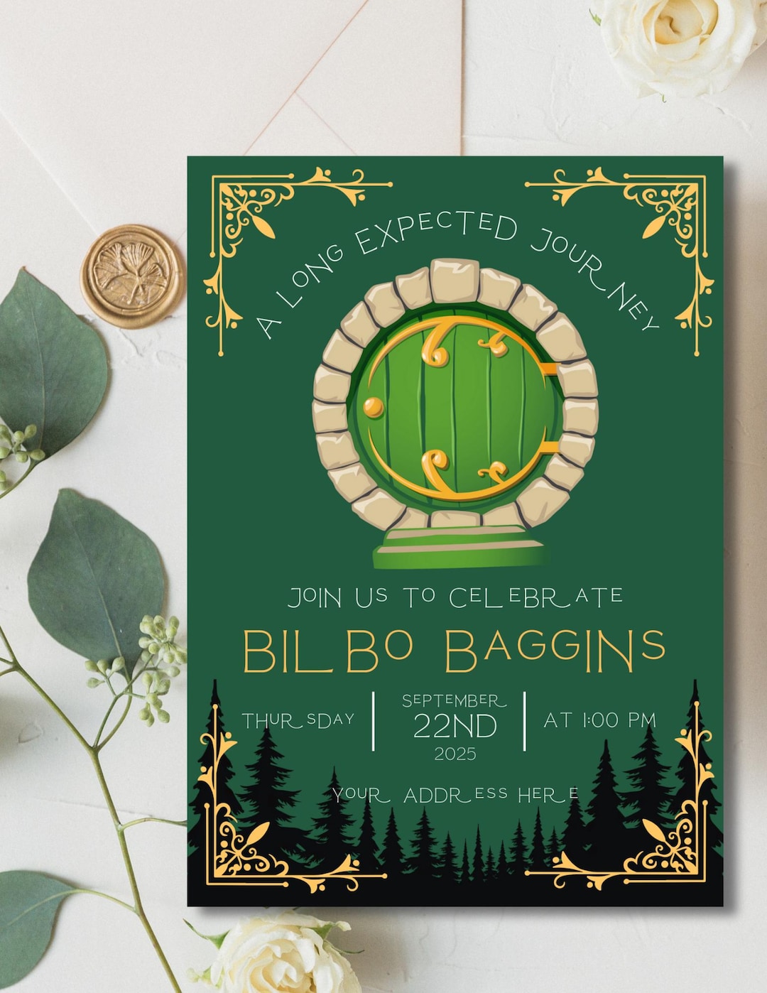 Fantasy Hobbit Inspired Digital Invitation, Editable Template, Birthday ...