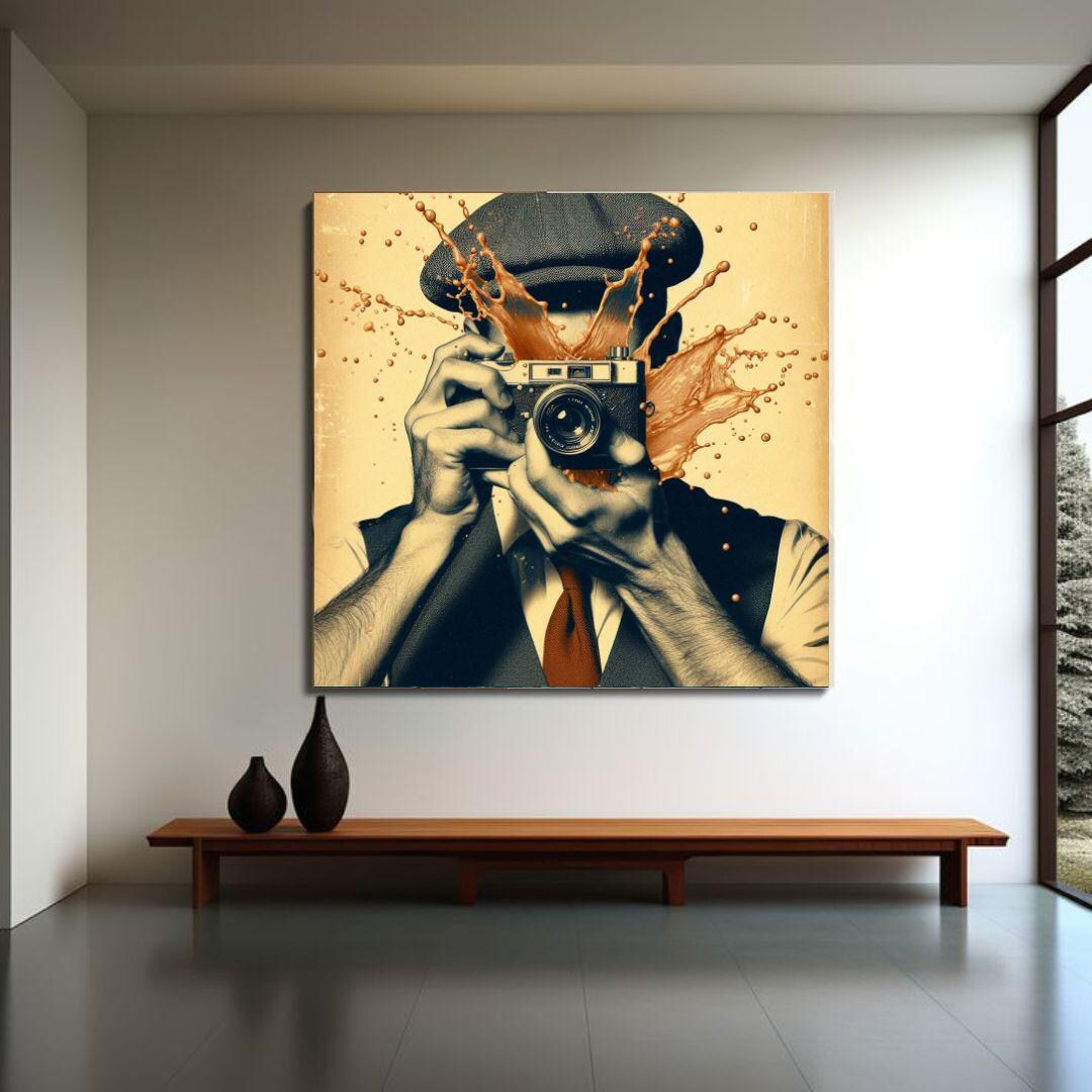 Retro Photographer With Artistic Splash Vintage Camera Art Digital ...