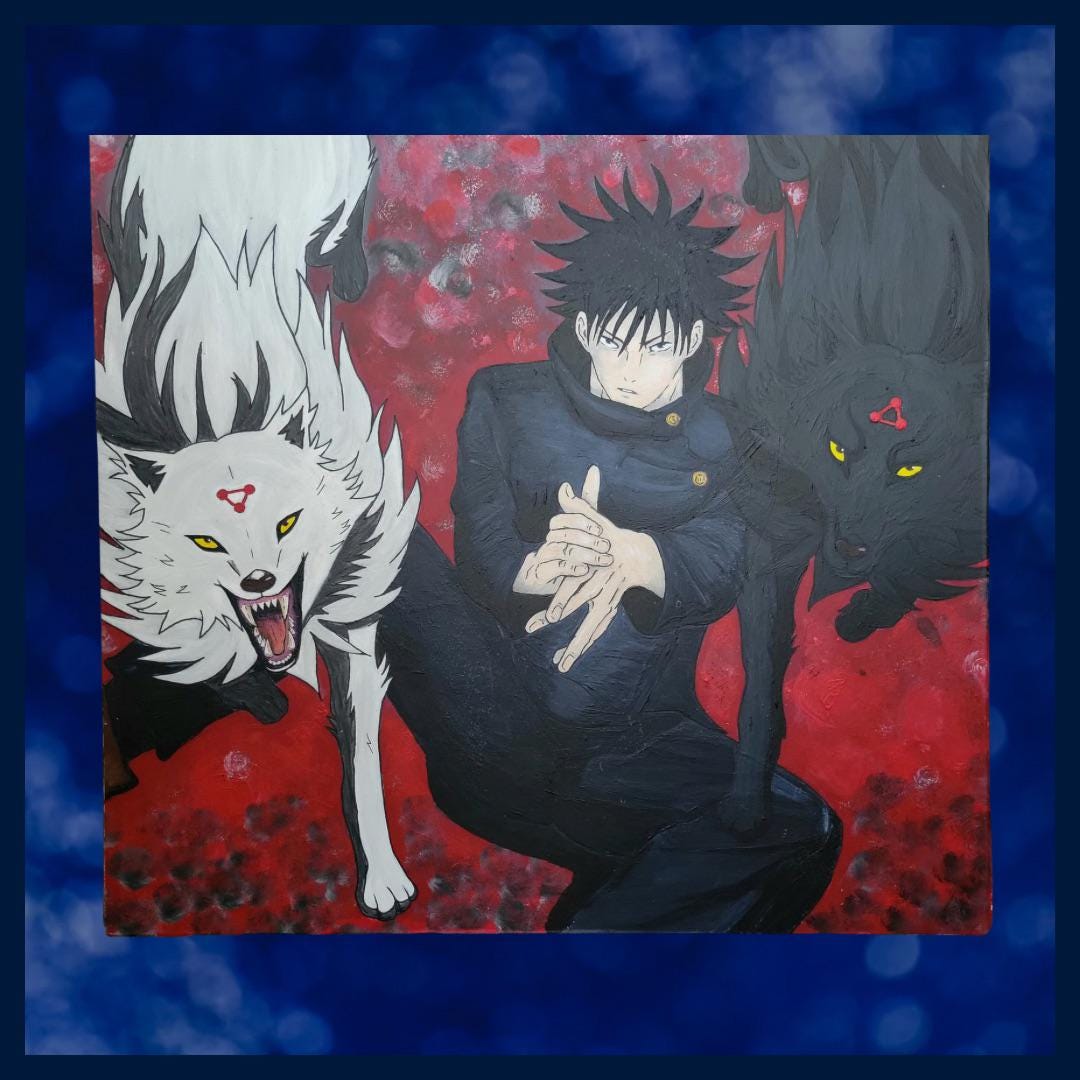 Megumi Fushiguro, JJK, Jujutsu Kaisen, Divine Dogs, Acrylic Painting ...