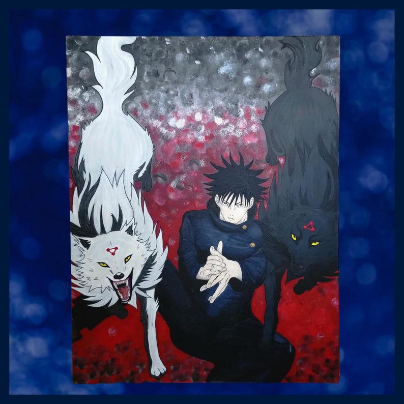 Megumi Fushiguro, JJK, Jujutsu Kaisen, Divine Dogs, Acrylic Painting ...