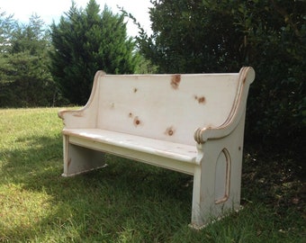 Dropped-arm Black Distressed Church Pew made to Order - Etsy