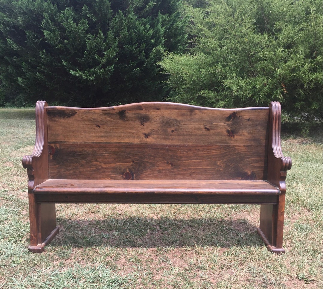 Cathedral-back Jacobean Stained Wooden Church Pew (made to Order) - Etsy