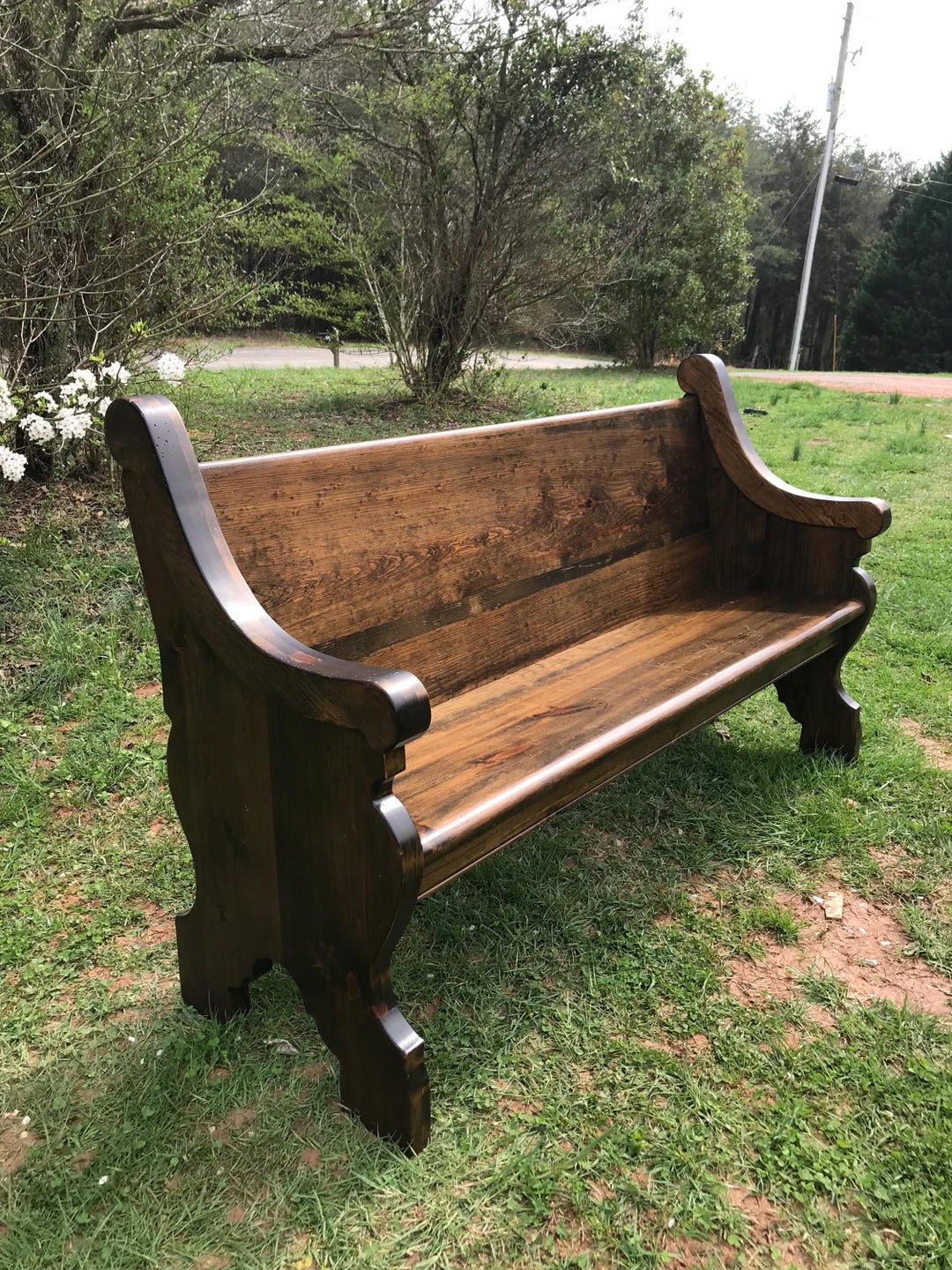 Potbelly Wooden Church Pew (made to Order) - Stained Jacobean Brown - Etsy