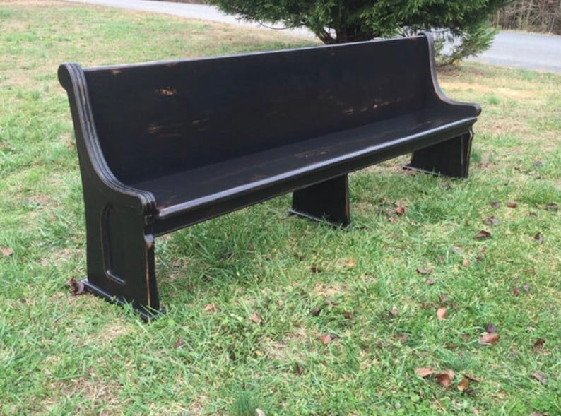 Dropped-arm Black Distressed Church Pew made to Order - Etsy