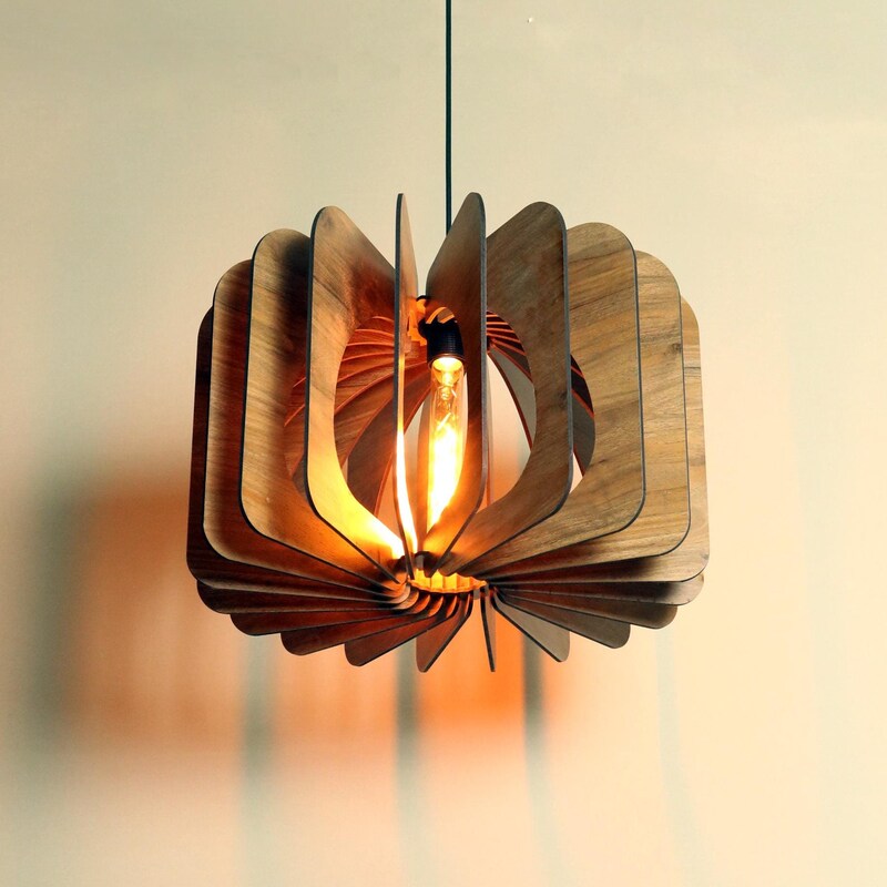 Wooden Pendant Light - Etsy