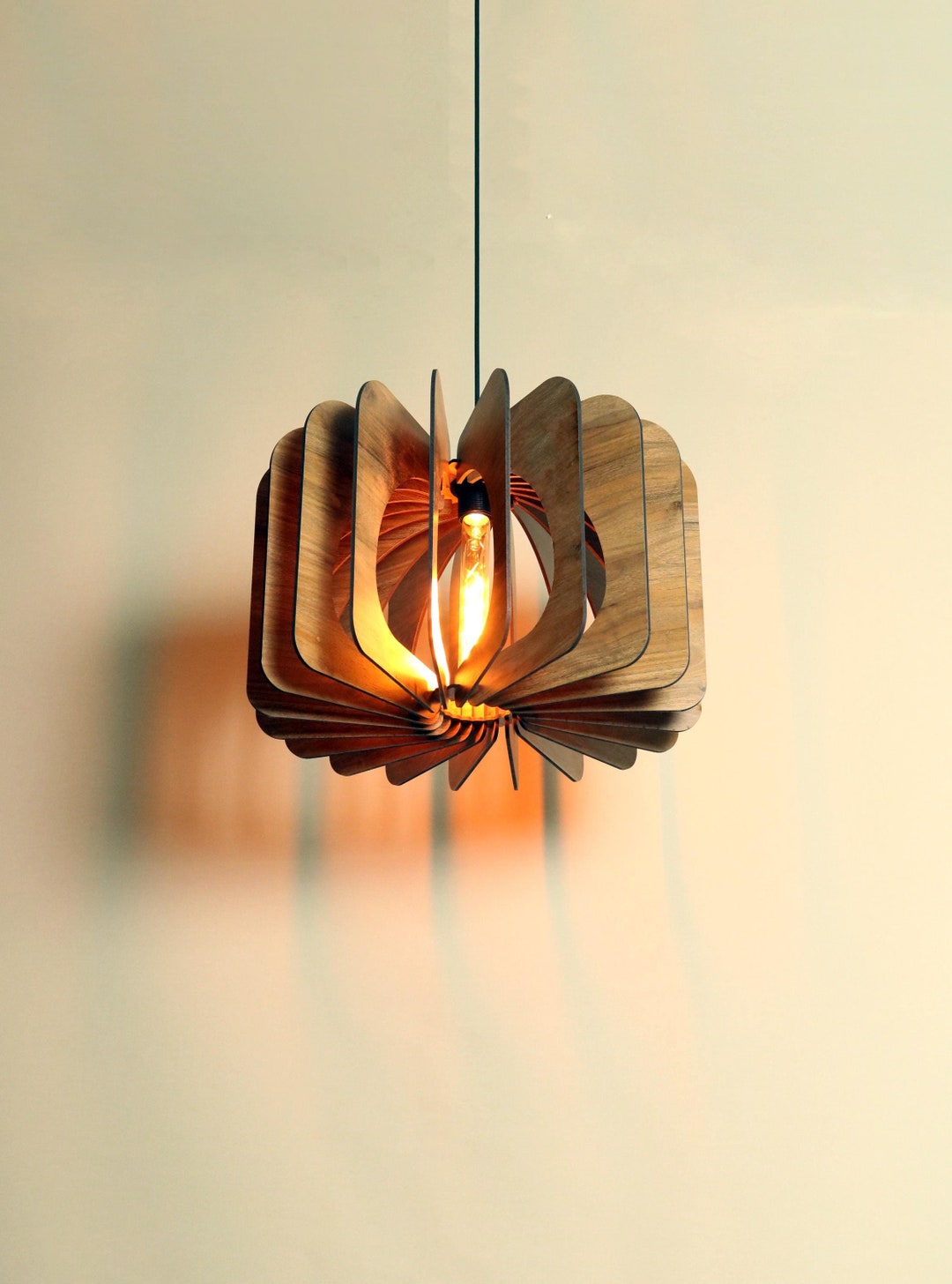 Modern Wooden Pendant Light Fixture | Handcrafted Unique Chandelier ...