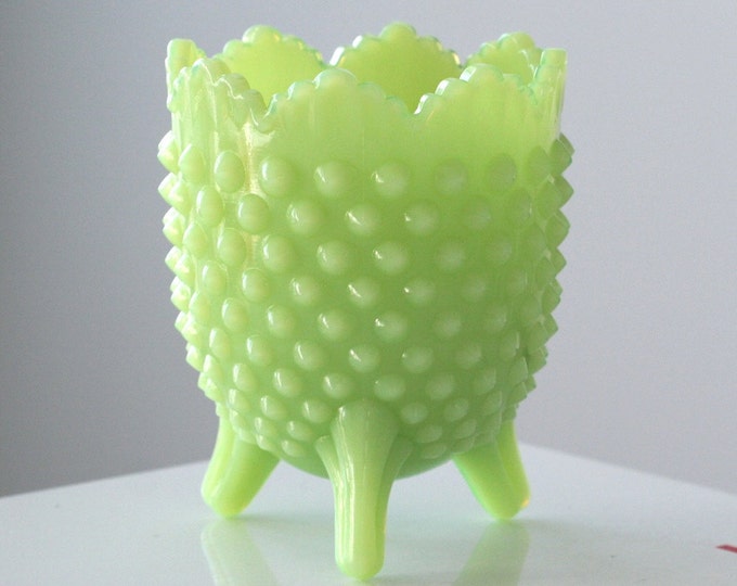 Fenton Jadite Hobnail Footed Planter With Label - Etsy