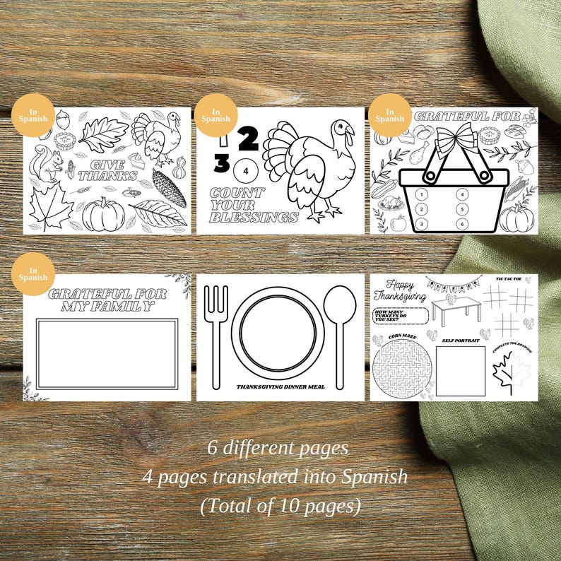 Thanksgiving Coloring Pages bilingual - Etsy