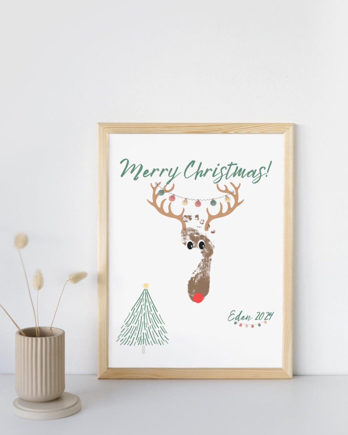 Merry Christmas Reindeer Footprint Craft, Printable Footprint Craft ...